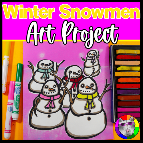 Winter Snowman Art Lesson Element of Art Space Winter Art Project Artwork