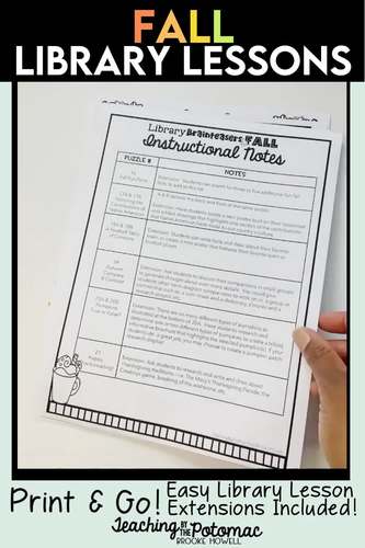Fall Library Lessons - Fall Library Brainteasers | TpT