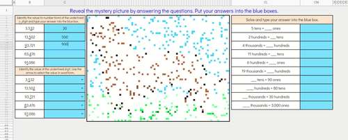 Digital Math Pixel Art Mystery Picture 3rd Grade TEKS 3.2.B - Place Value