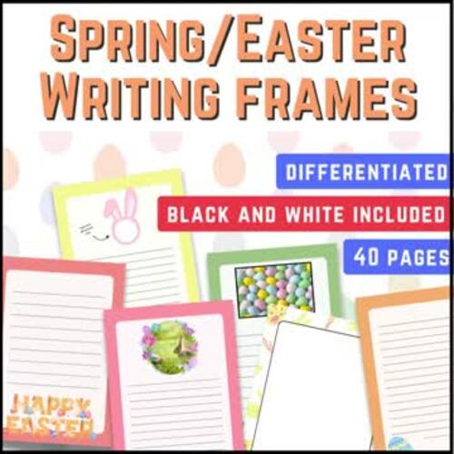 Spring/Easter Writing Paper Frames | Creative Writing Prompts | TPT