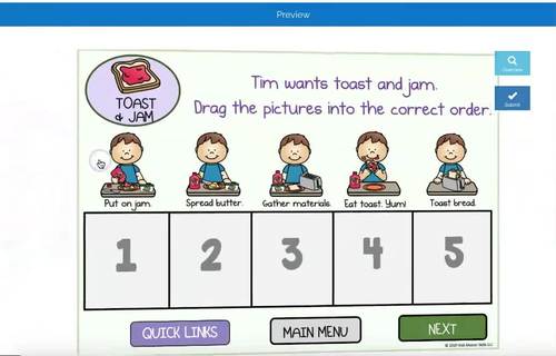 Occupational Therapy BOOM CARDS for Teletherapy: Time for Breakfast