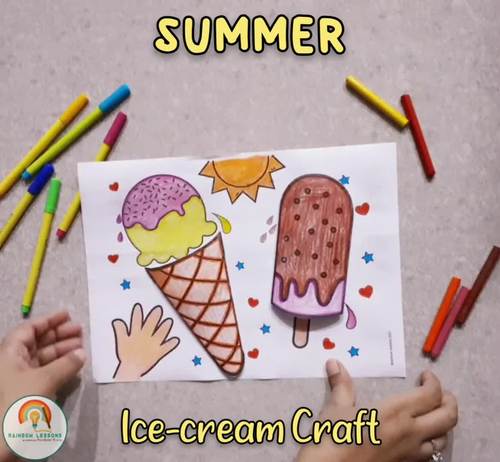 Summer Craftivity | Summer Craft | Summer Ice-cream Craft | Summer Coloring