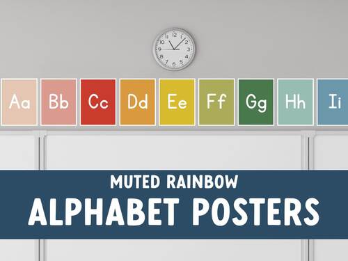 Muted Rainbow Alphabet Posters Classroom Decor by Hannah Israelsen