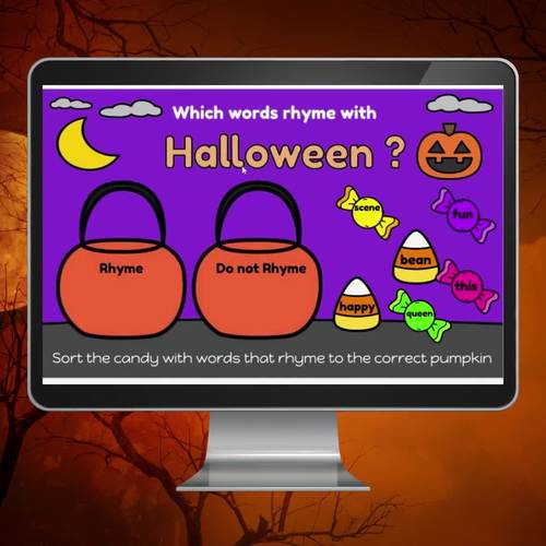 Halloween Rhyming Activities Worksheets & Digital Rhyme and Sort ...