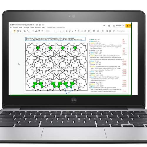 4th Grade Math Color by Number Pages Subtraction With Regrouping ...