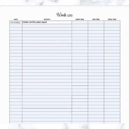 Work Log Printable Portrait PDF by Mom Money Map | TPT