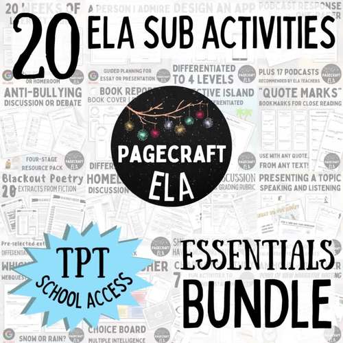 TPT School Access | ELA Sub Essentials BUNDLE | One-off Tasks by ...