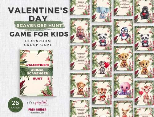 Valentine's Scavenger Animal Hunt | Classroom Game | TPT