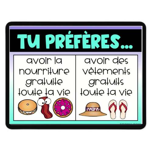French Digital Would You Rather? 2 | Tu préfères... 2 | TpT