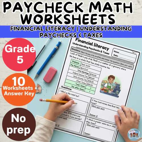 Financial Literacy Worksheets | Pay Stub & Payroll Math Grade 5 | TPT