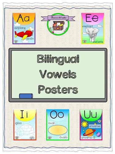 Bilingual Vowels Posters by Tesoros del saber | TPT