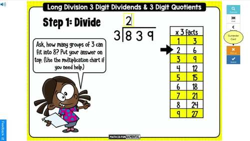 Long Division - 3 Digit Dividends & Quotients | Boom™ Cards | 4.NBT.B.6
