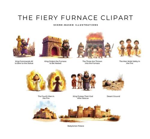 Fiery Furnace Clipart, Shadrach Meshach Abednego, Bible Story, Sunday ...