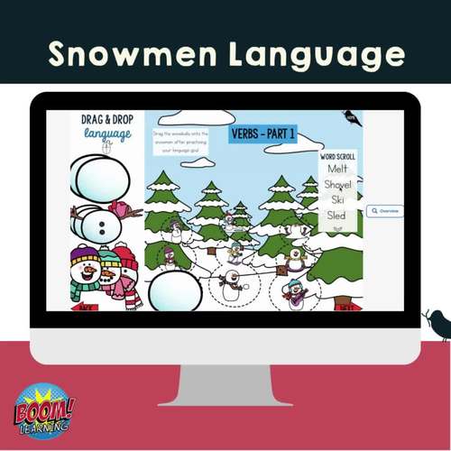 Snowmen Boom Cards™ & Printable Language Worksheets Verbs, Nouns, Adj ...