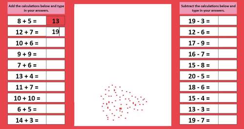 Digital Pixel Art NO PREP - Cat with a Heart Addition and Subtraction to 20