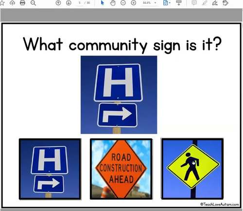 Community Sign Identical Matching Digital Task Cards by Teach Love Autism