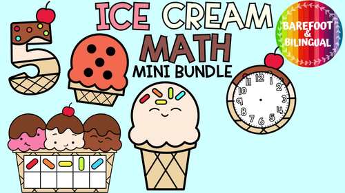 Ice Cream Math Clipart Mini Bundle - 6 Sets in 1 - Numbers, Counting & More