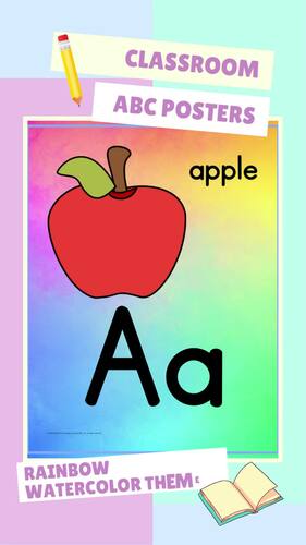 Rainbow Watercolor Alphabet Posters Colorful Classroom Decor for Back ...
