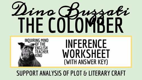 "The Colomber" by Dino Buzzati Close Reading Analysis Worksheet and ...