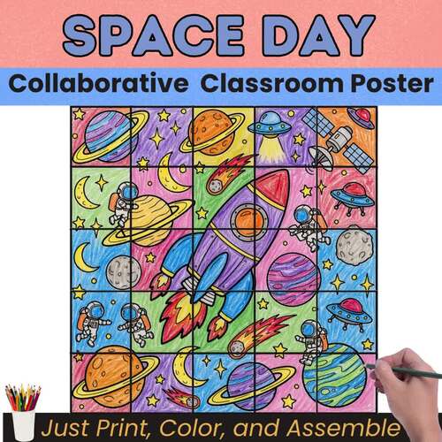 National Space Day Coloring Activity | Solar System Collaborative Art