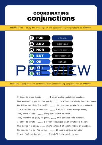Mastering Coordinating Conjunctions: 50 Practice Sentences February 2024