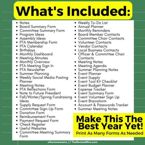 Digital PTO / PTA Printable Planner Kit by The Review Wire | TPT