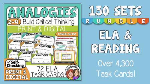Save 80%! All our ELA Task Cards - Reading Writing Language Grammar ...