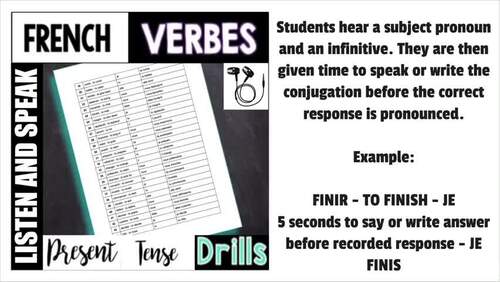 French Regular Verbs Present Tense Drill - Listening Comprehension ...