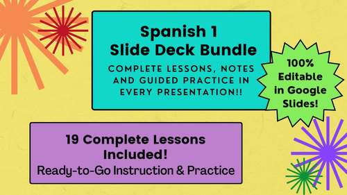 Spanish 1 Google Slide Decks / Pear Decks Bundle by Maestra KSmith