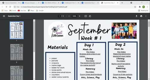 FULL MONTH OF KINDERGARTEN- Sept (Virtual Learning Approved!) or In ...