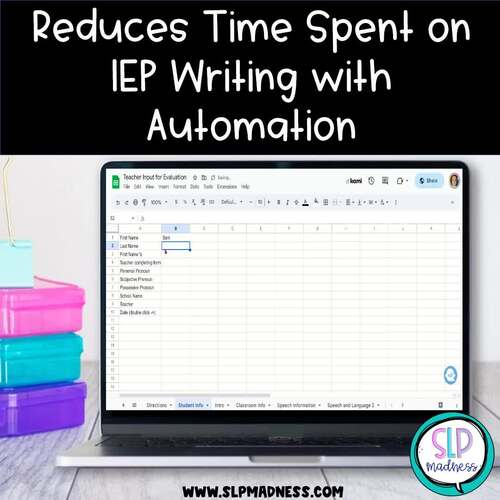 Speech Therapy Teacher Questionnaire l IEP Evaluation Report Writing ...