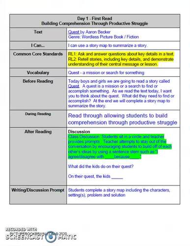 Quest by Aaron Becker Lesson Plan, Google Activities & Dictation