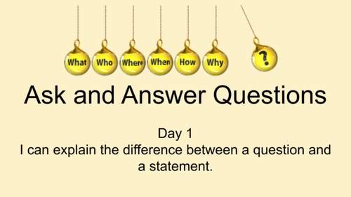 Distance Learning Slideshow Ask and Answer Questions about Fiction 1st ...