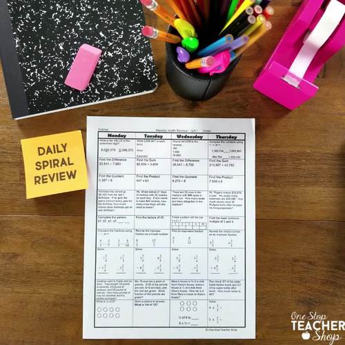 3rd Grade Math Review & Quizzes | Homework or Morning Work | 1st QUARTER