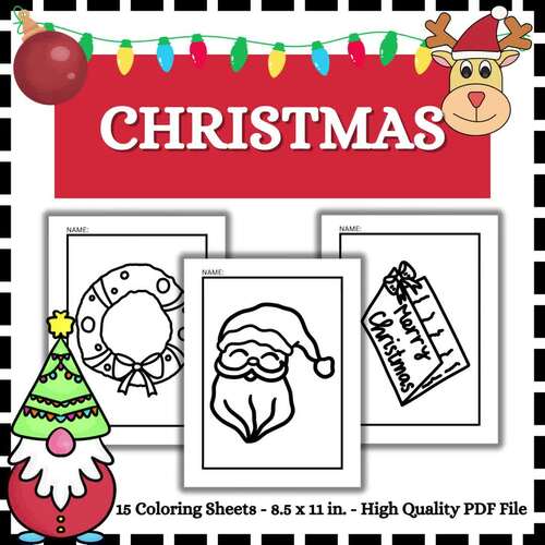 Christmas Coloring Sheets | Winter Coloring Pages | TPT