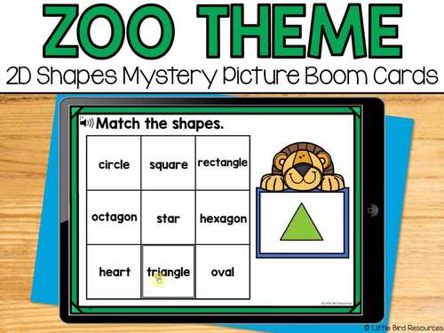 Zoo Animals 2D Shapes Boom Cards | 2 x Mystery Pictures | TPT