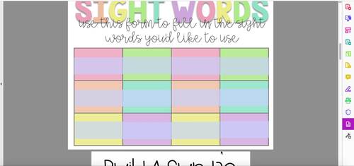 Editable Sight Word Game with Auto Fill - Ice Cream Sundae | TPT