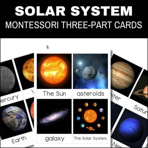 Planets and Solar System Montessori 3 Part Cards, Montessori 3 Part Cards