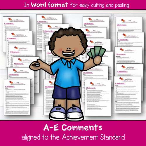 V9 Australian Curriculum Maths Report Comments and Criteria - YEAR 1