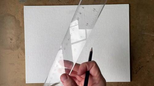 2 Point Perspective Acrylic Painting Video Demo, Lesson Plan and Rubric