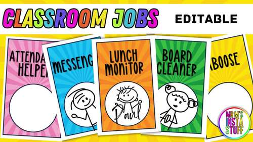Classroom Jobs Display Printable and Editable by Improving Your Classroom