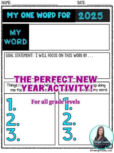 One Word New Years Resolution Writing Prompts & New Years 2025 Goals