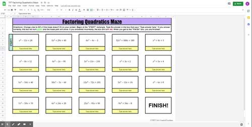 Factoring Quadratics DIGITAL Maze by Erin's Essential Equations | TPT
