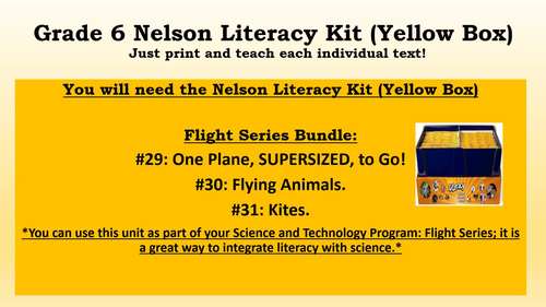 Grade 6 Nelson Literacy Kit (Yellow Box) Flight Series Bundle #29, 30 ...