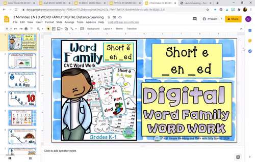 CVC EN ED Word Family Activities GOOGLE SLIDES PRINT K-1 RTI Tier 1 SOR ...