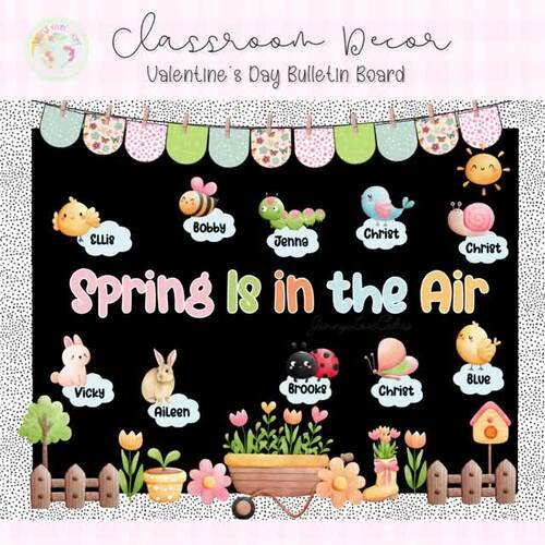 Spring Is in the Air Bulletin Board Kit Spring Door Decor Editable ...