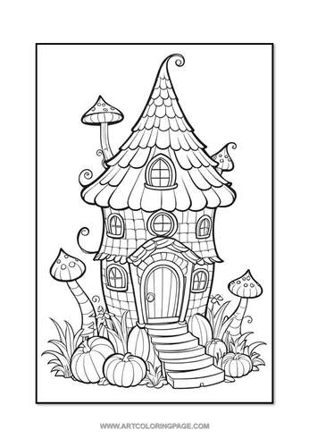 Pumpkins Fairy House Coloring Pages Vol 1: Your Magical Escape Awaits!