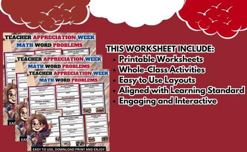 Teacher Appreciation Celebration Math Activities 2nd,3rd,4th,5th,6th ...
