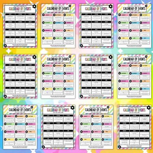 PTA Event Calendar Flyer, Yearly Calendar of Events Poster Sign ...