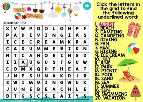 Word Search Game: Summer Edition (BOOM Cards™ Teletherapy and Distance ...
